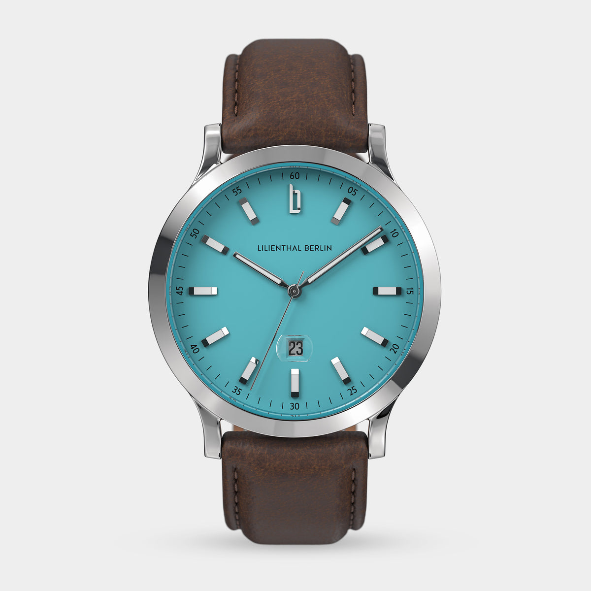 Huxley II Azure Blue Leather Dark Brown – Lilienthal Berlin - North America